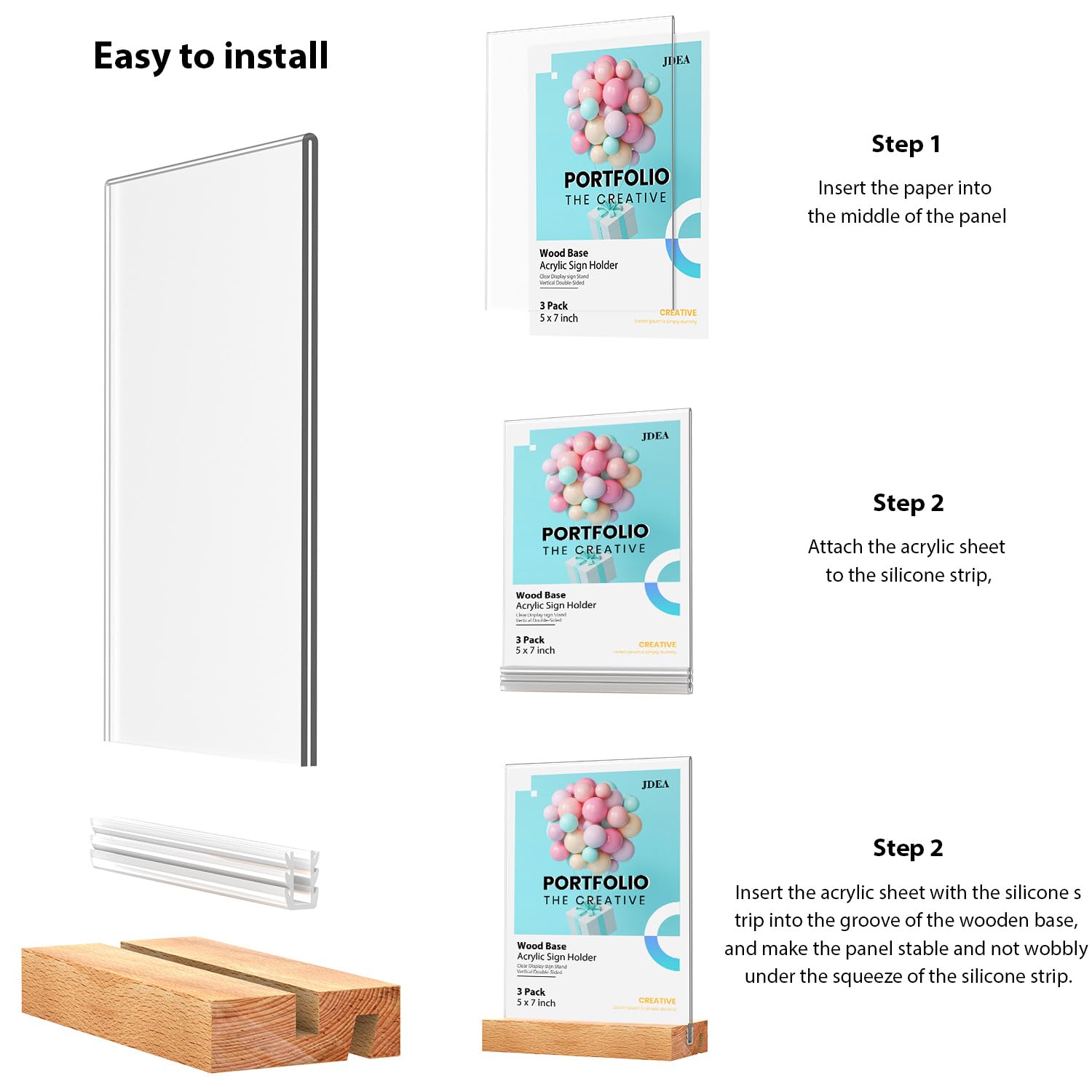 Acrylic T-Shaped Display Stand A6 Double-Sided Plastic Paper Holder ...