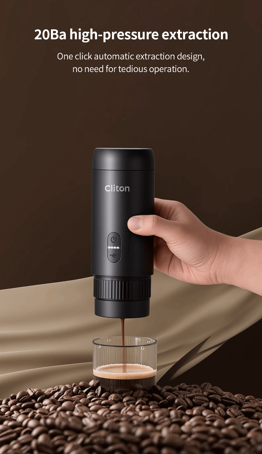 CLITON 2-in-1 Wireless Electric Espresso Coffee Machine Portable Mini ...