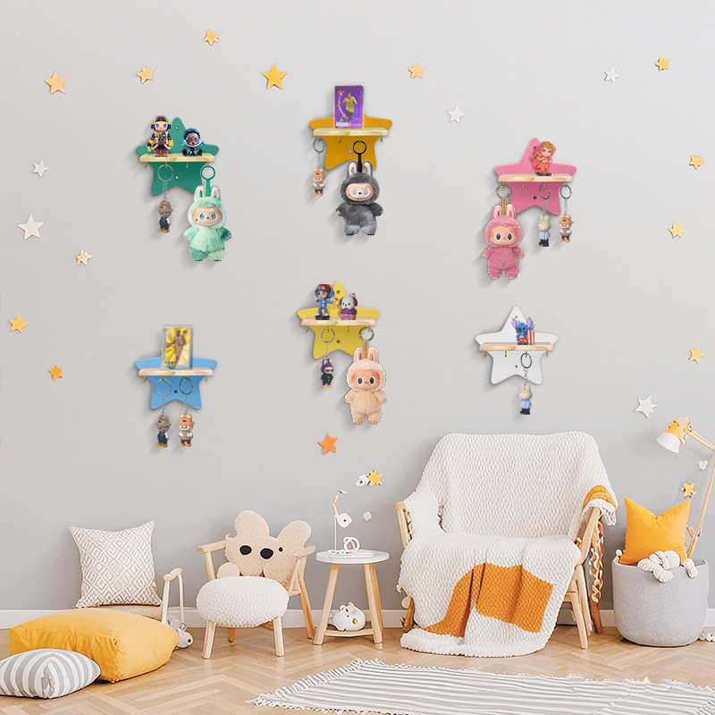 For popmart Wooden Shelf Wall,Wooden Display Stand,Hangable Display ...