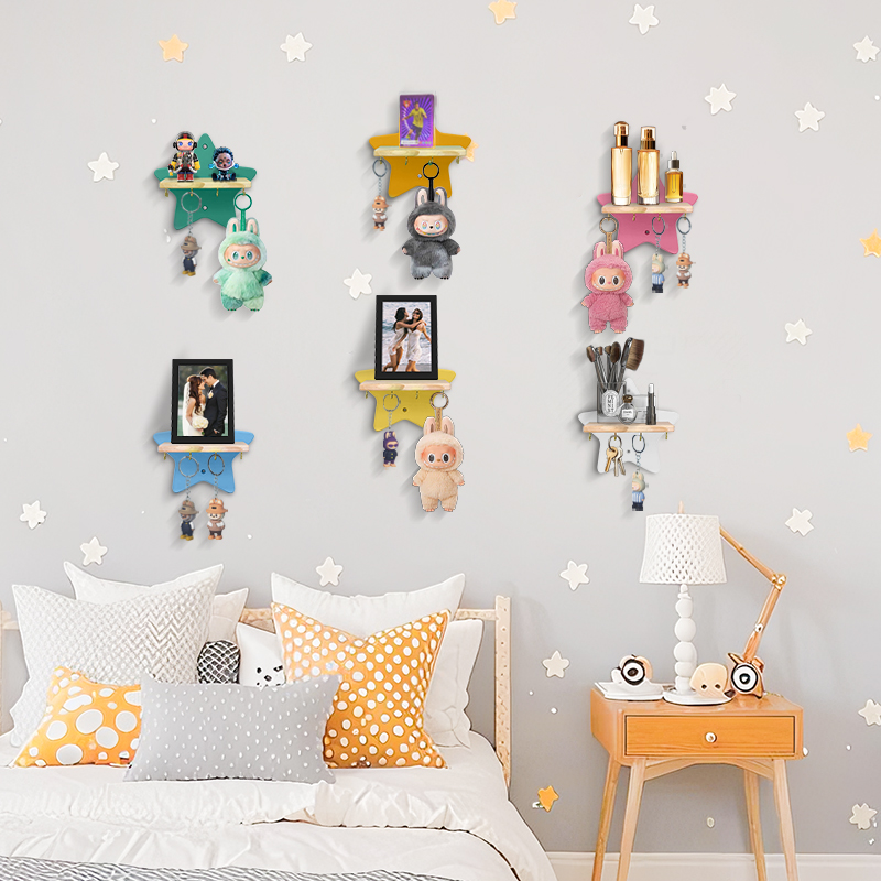 For popmart Wooden Shelf Wall,Wooden Display Stand,Hangable Display ...