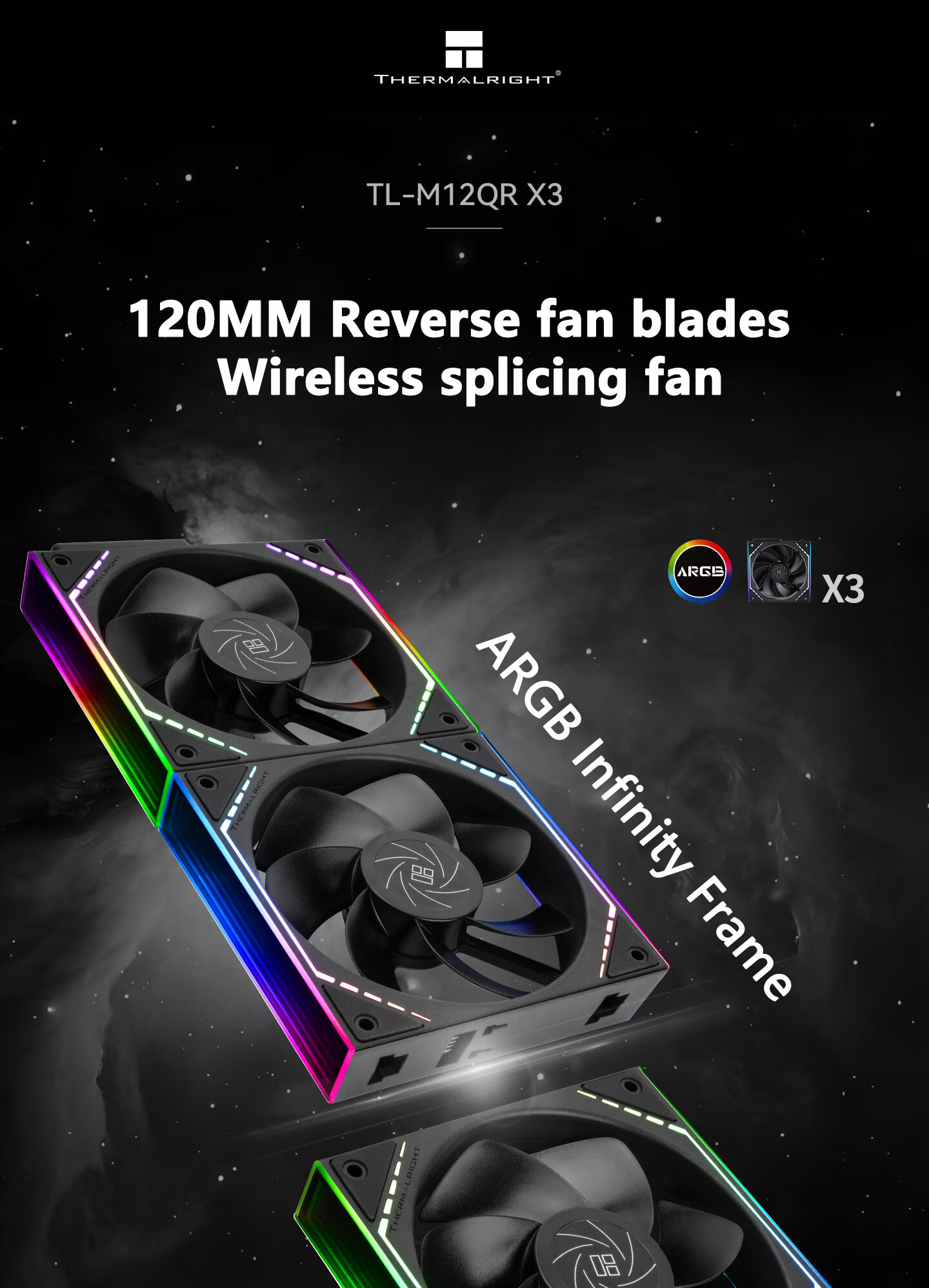 Thermalright TL-M12Q X3 Wireless Splicing Building Block Fan Triple ...