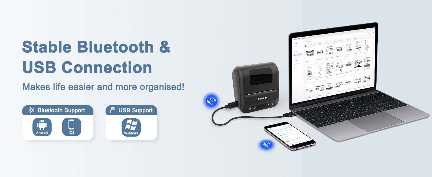 CLABEL 320B/S1 Portable Label Printer, Thermal Printer, Sticker Printer ...