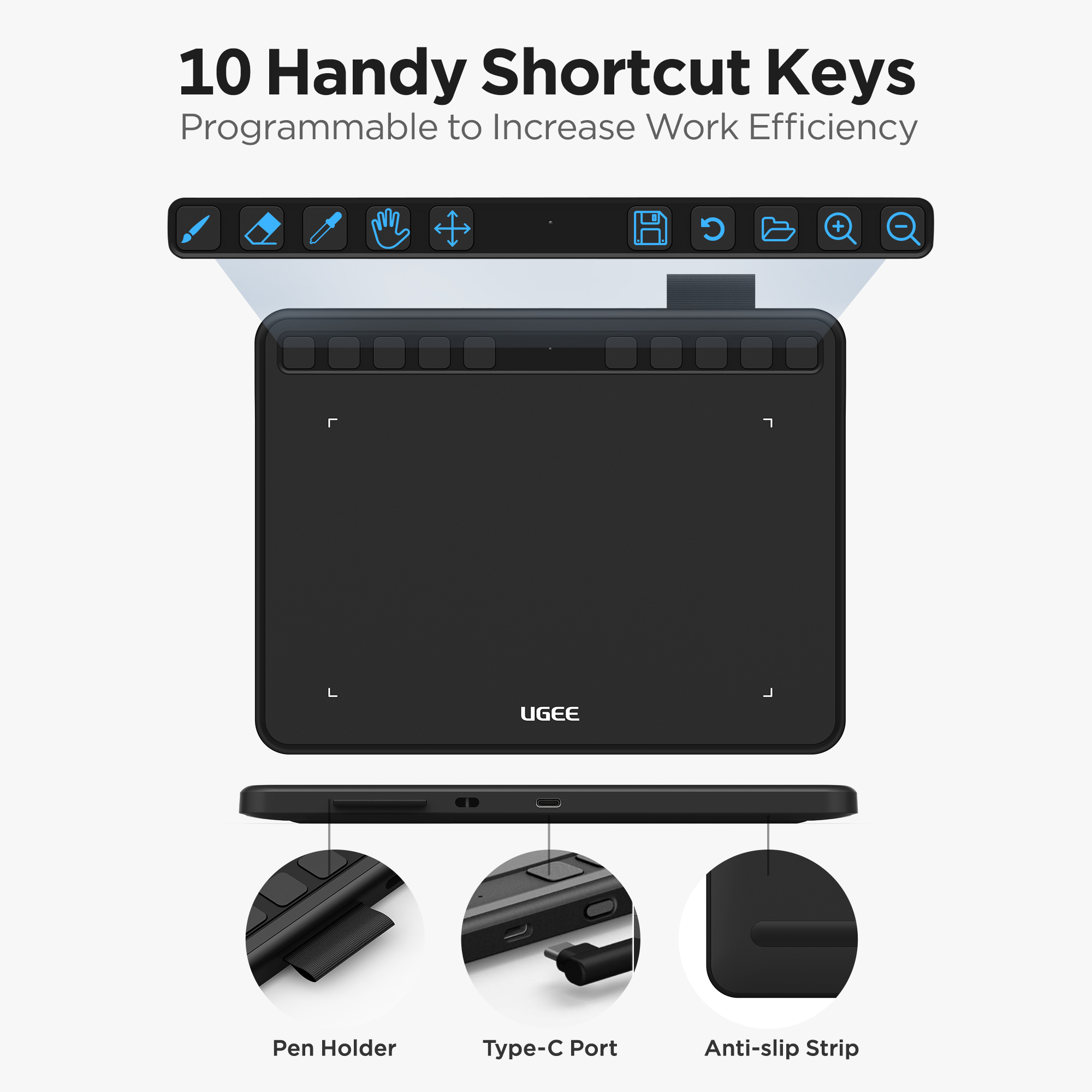 Ugee S640 Graphic Drawing Tablet With Battery-Free Pen | Shopee Malaysia