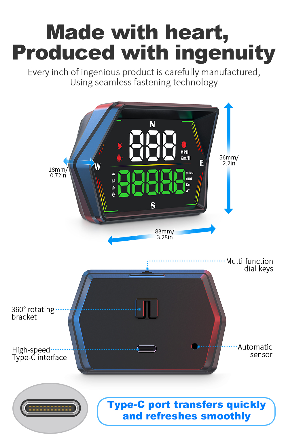 2025 Universal Car HUD Head-Up Display Beidou GPS High-Definition Simplified Model G20 Speed ...