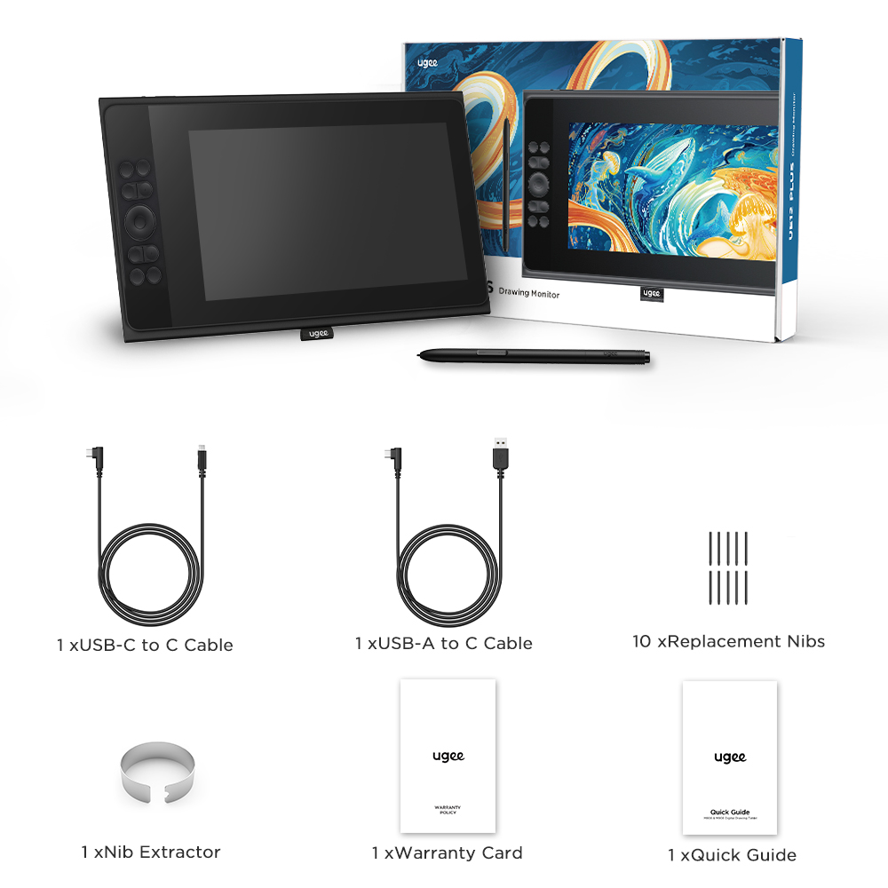 Ugee UE12 Plus Drawing Monitor With Full-Laminated Screen (11.9") | Shopee Malaysia