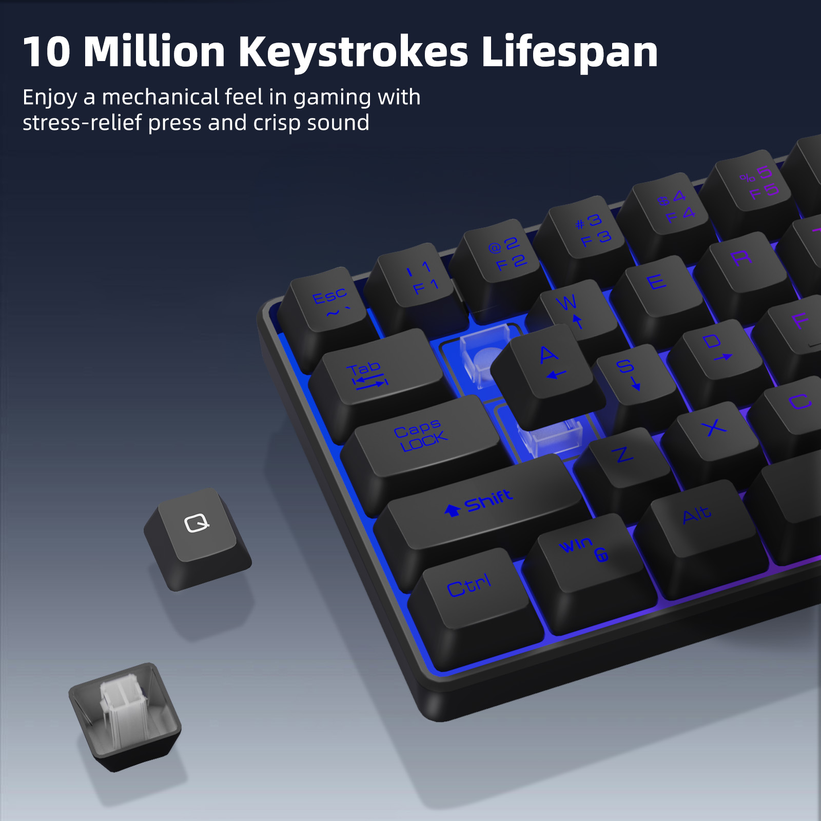 GOOJODOQ Wired Keyboard 68 Key RGB Backlight Anti-slip Stablize Support ...