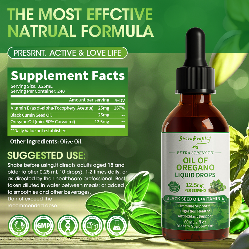 Organic Oil of Oregano Drops with Black Seed Oil & Vitamin E | Immune ...