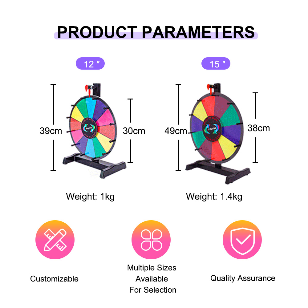 ATNEW 15" Round Tabletop Color Prize Wheel 14 Clicker Slots Heavy Duty ...
