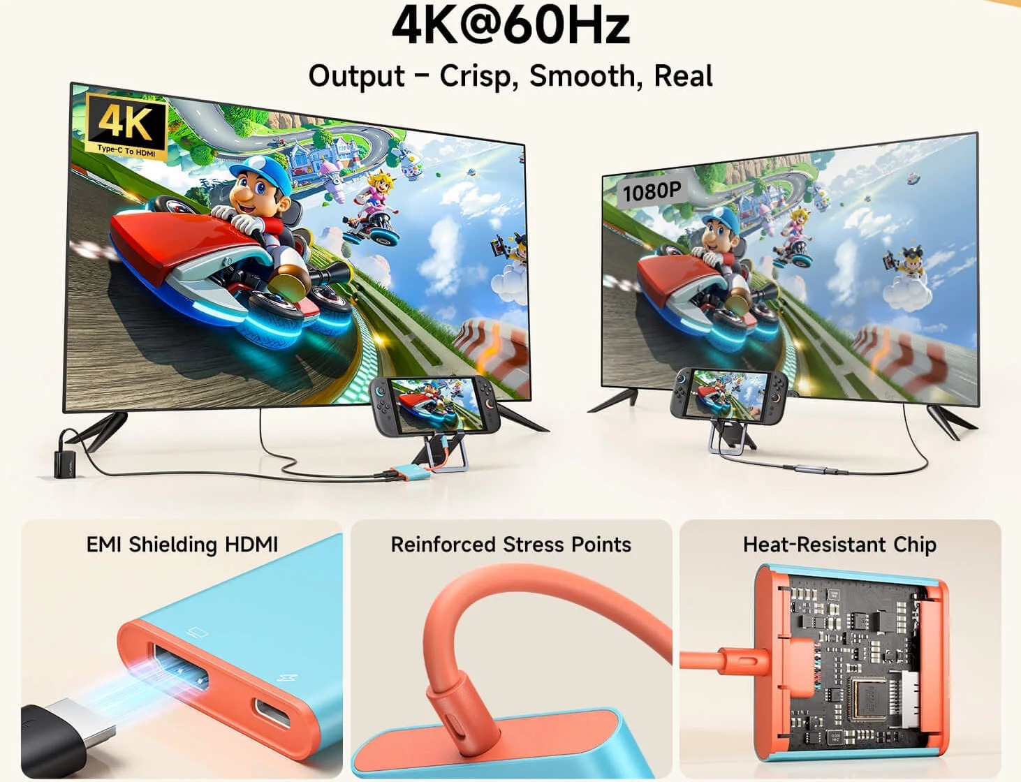 JSAUX Dock Adapter for Switch 2 Docking Station 3-in-1 USB Type C HDMI ...