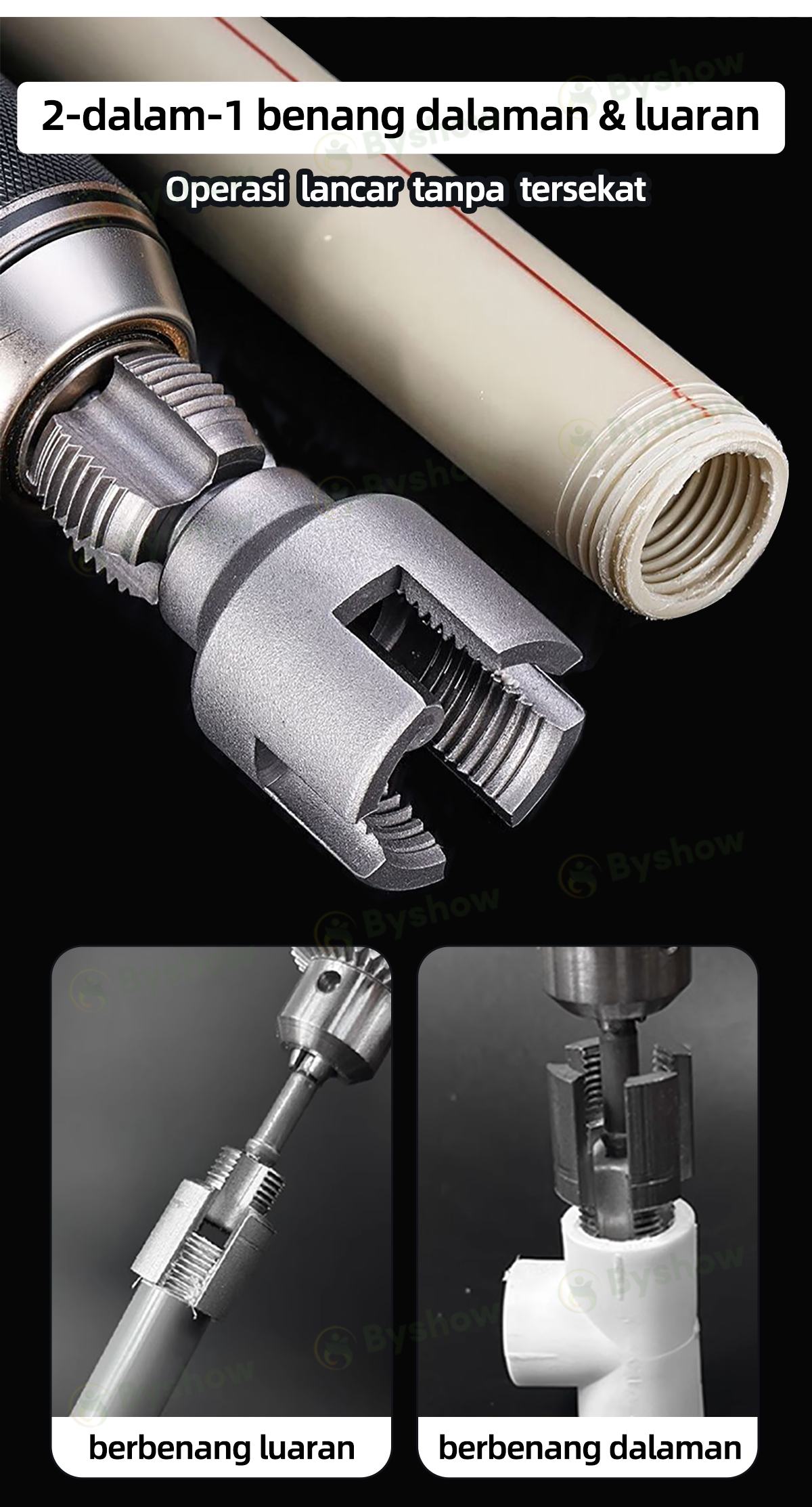 Byshow Alat Benang 2-fungsi untuk Paip PPR/PVC Dual Threading Tool ...