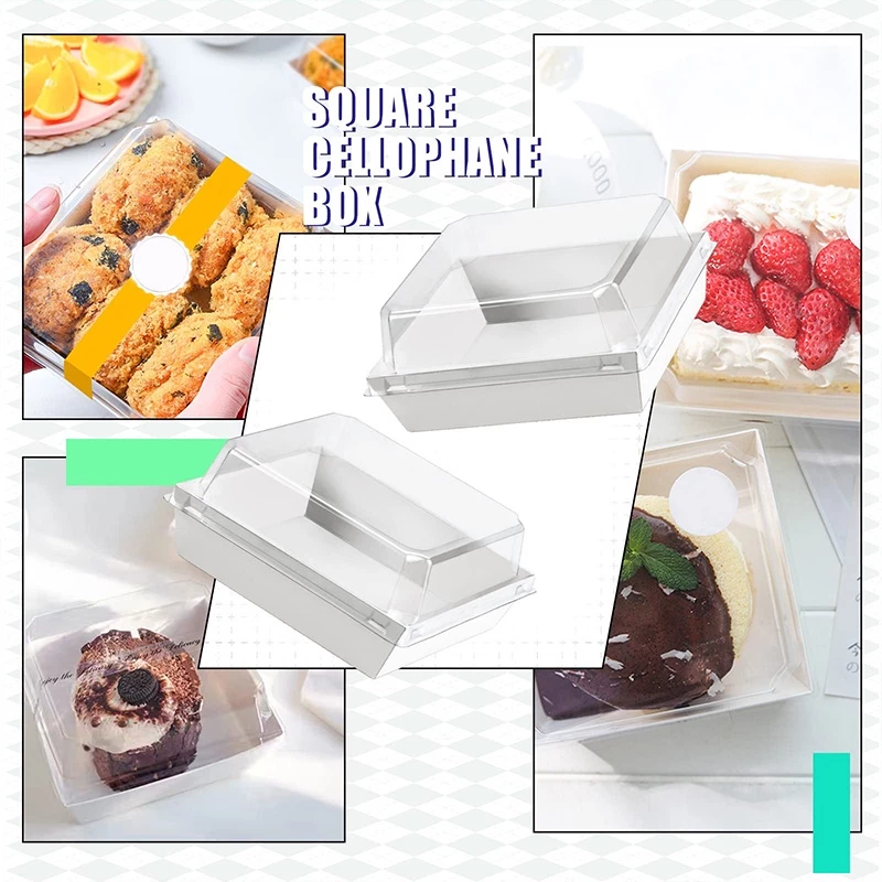 YEEH_50pcs Square Cake Paper Box Kraft/White Paper Square and ...