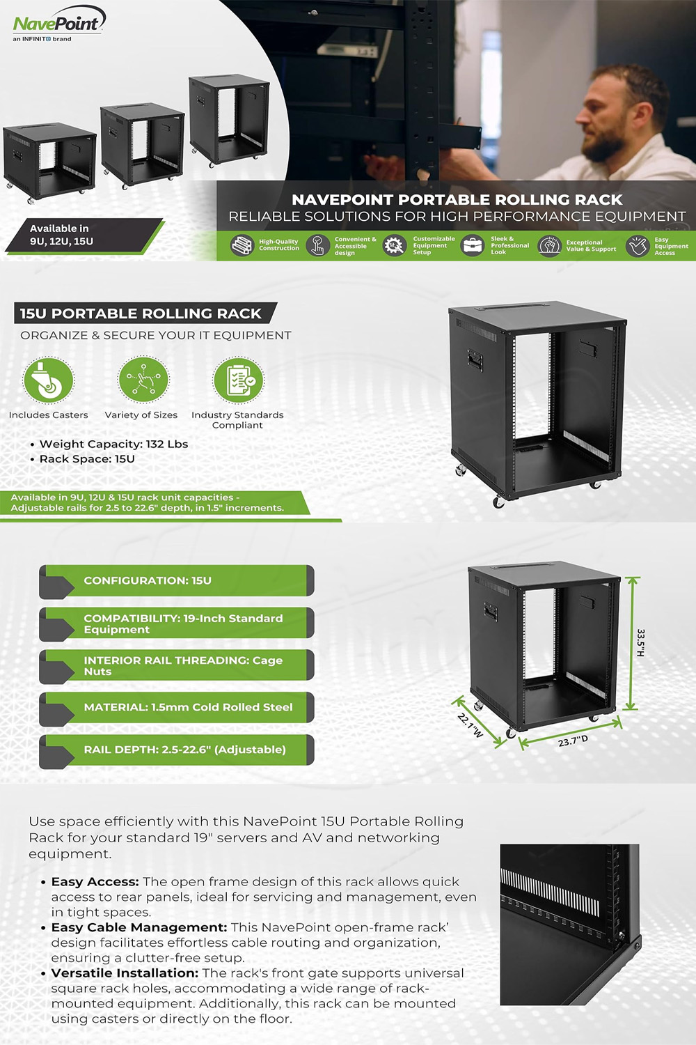 10/12/16U Amplifier Cabinet with pulleys Cabinet Shelf HIFi rack KTV ...