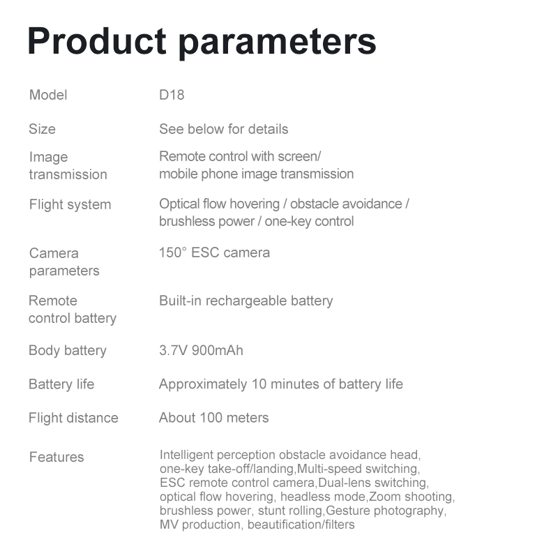 D18 brushless drone screen control, automatic obstacle avoidance, high ...