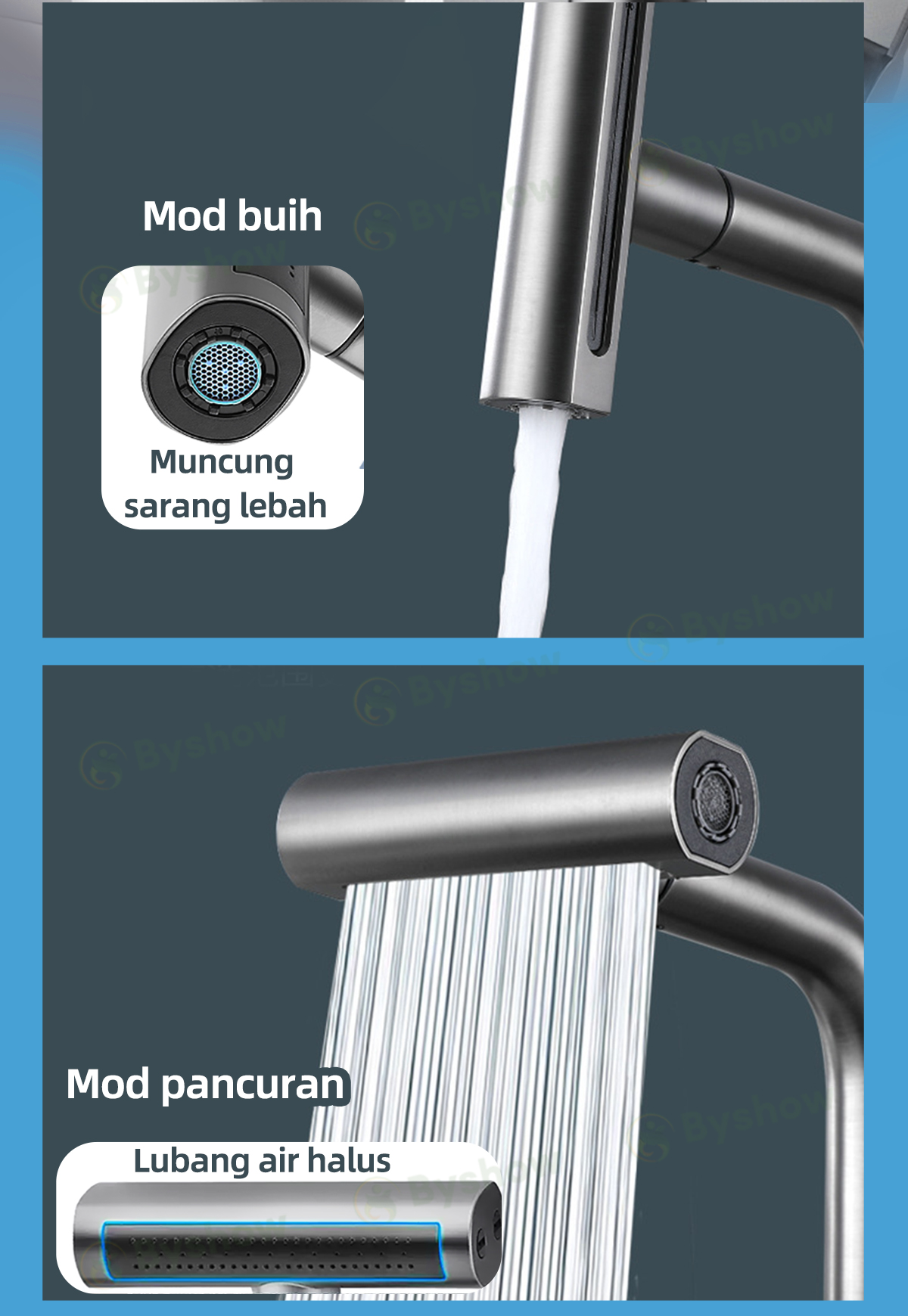 Byshow kepala paip sinki dapur pipe Dapur 4 Mod Pusing 4-Mode 360 ...