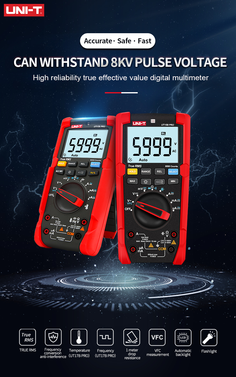 UNI-T UT15B UT17B UT18B Pro True RMS Digital Multimeter Auto Range ...