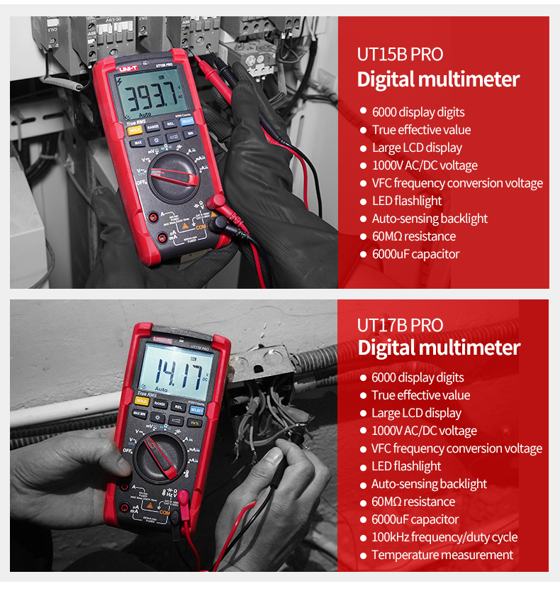 UNI-T UT15B UT17B UT18B Pro True RMS Digital Multimeter Auto Range ...
