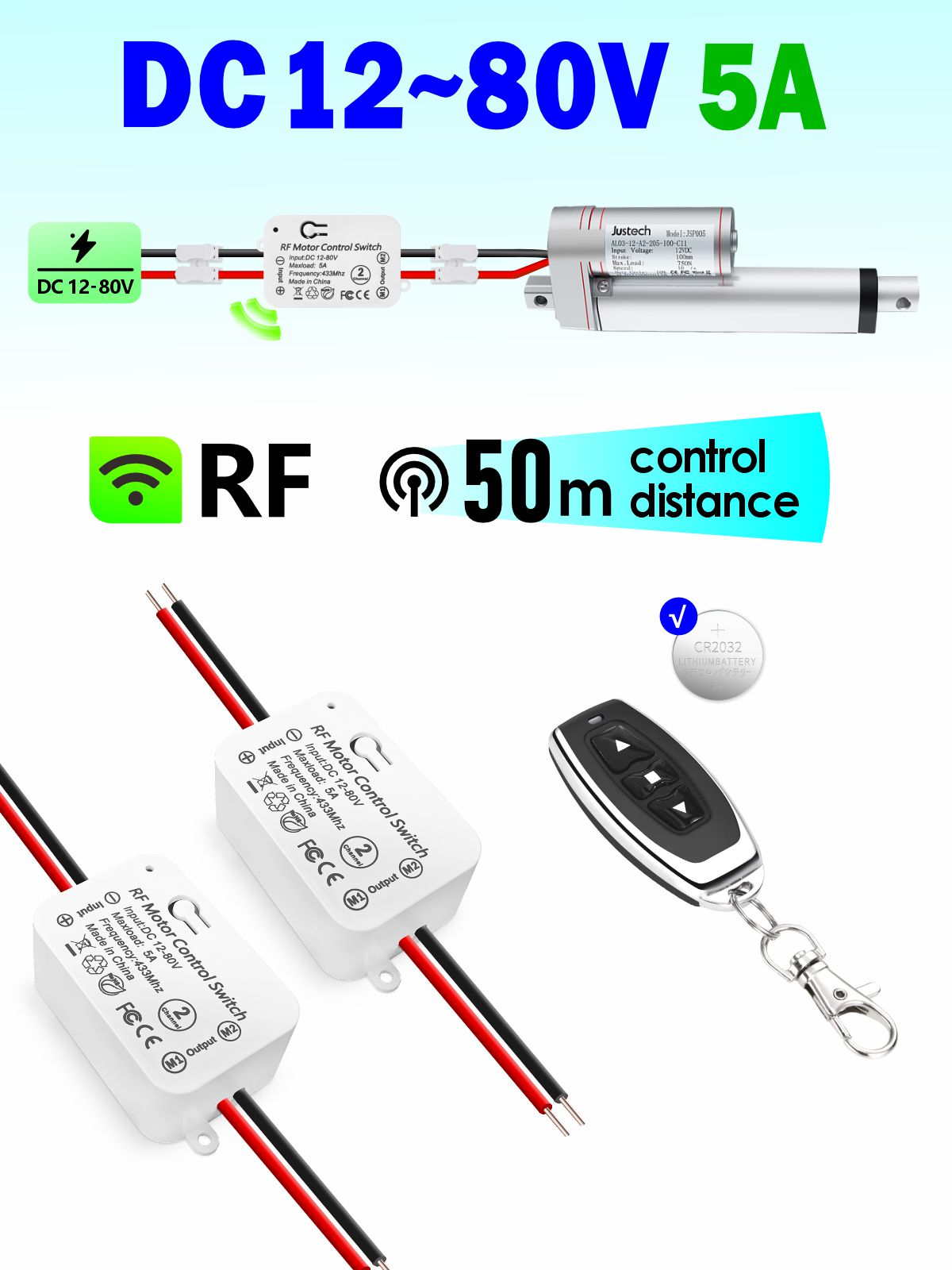 Remote Control Switch for Motor,RF DC 12V/24V/48V/72V Relay Module ...