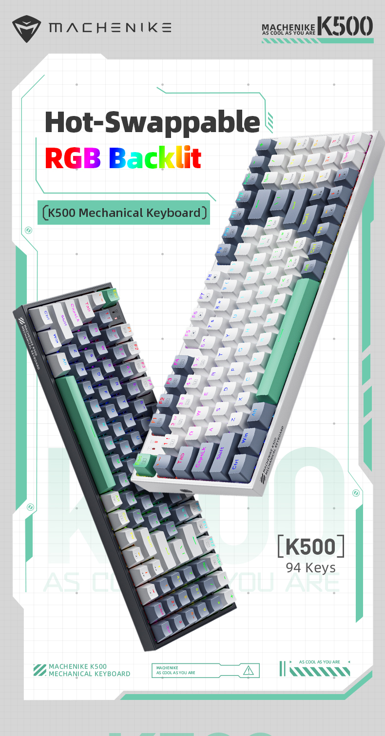 Machenike K500 Series Wired Mechanical Keyboard, Hot-swappable RGB/LED ...