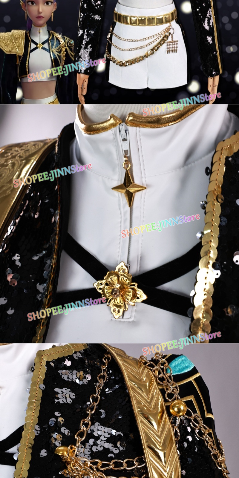 -JINN-Animated KPOP DEMON HUNTERS Cosplay Costume RUMI ZOEY MIRA Wig ...