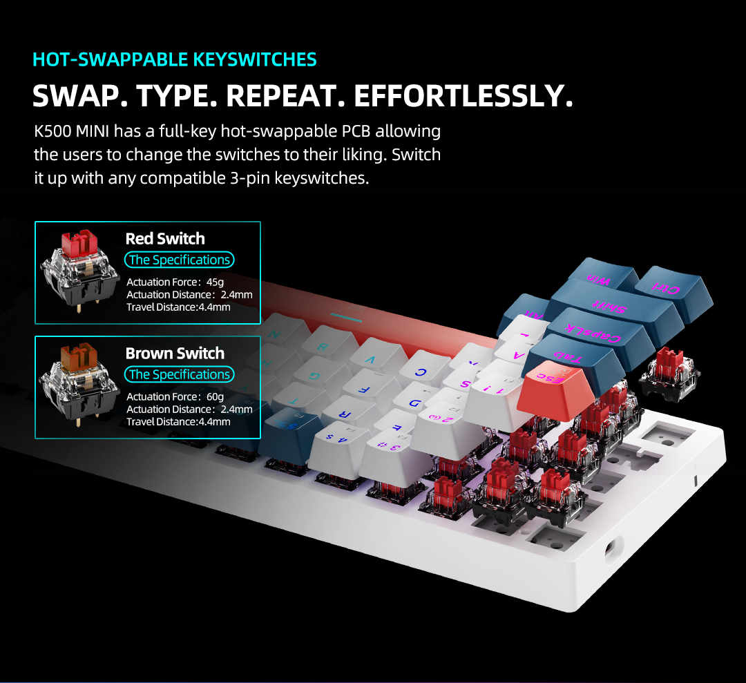 Machenike K500 B61 Mechanical Keyboard 60% Keys Wired Keyboard Hot ...