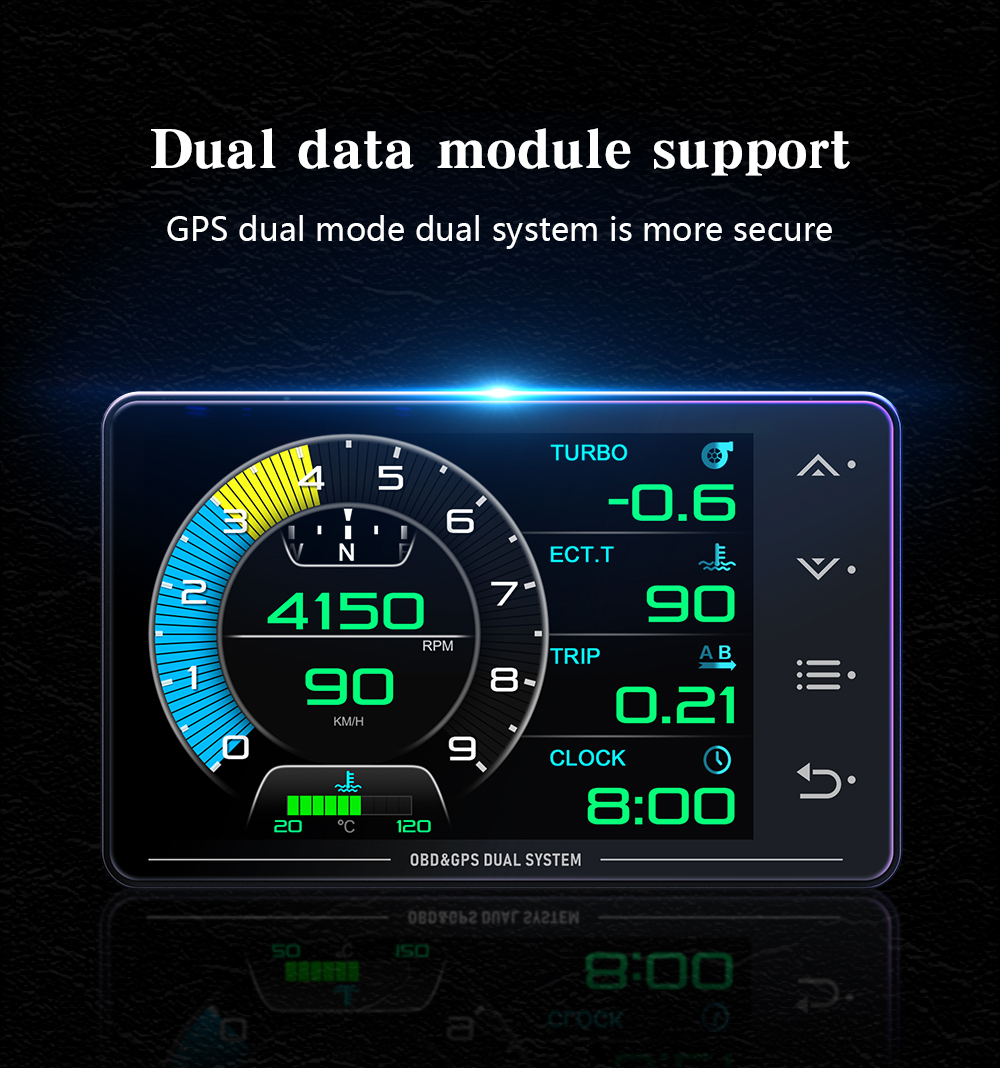 XS OBD2 Meter Gauge Car GPS Alarm Speed display Water temp RPM Turbo ...