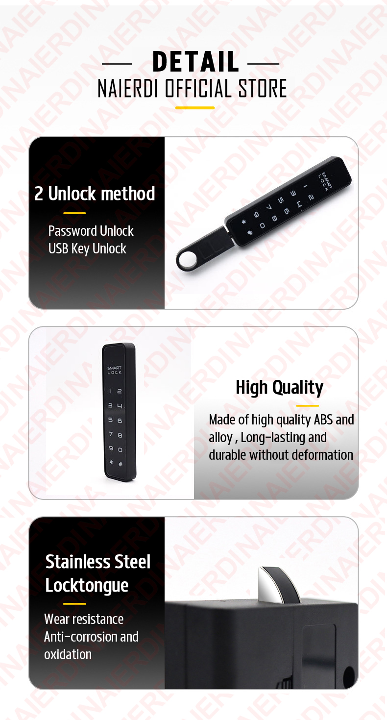 NAIERDI Password Cabinet Lock Electric Combination Code Drawer Lock ...