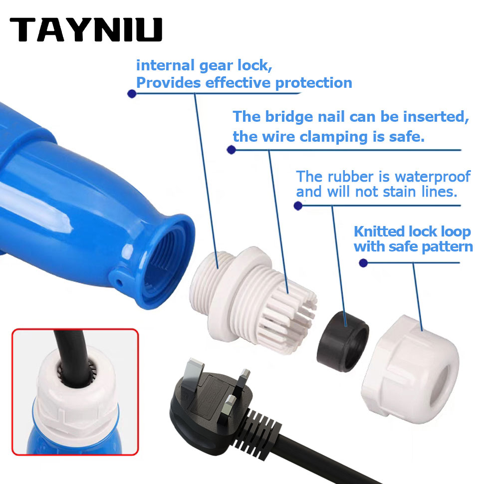 TAYNIU EV Portable Charger 3pin UK Plug To CEE Blue Power Female Plug ...