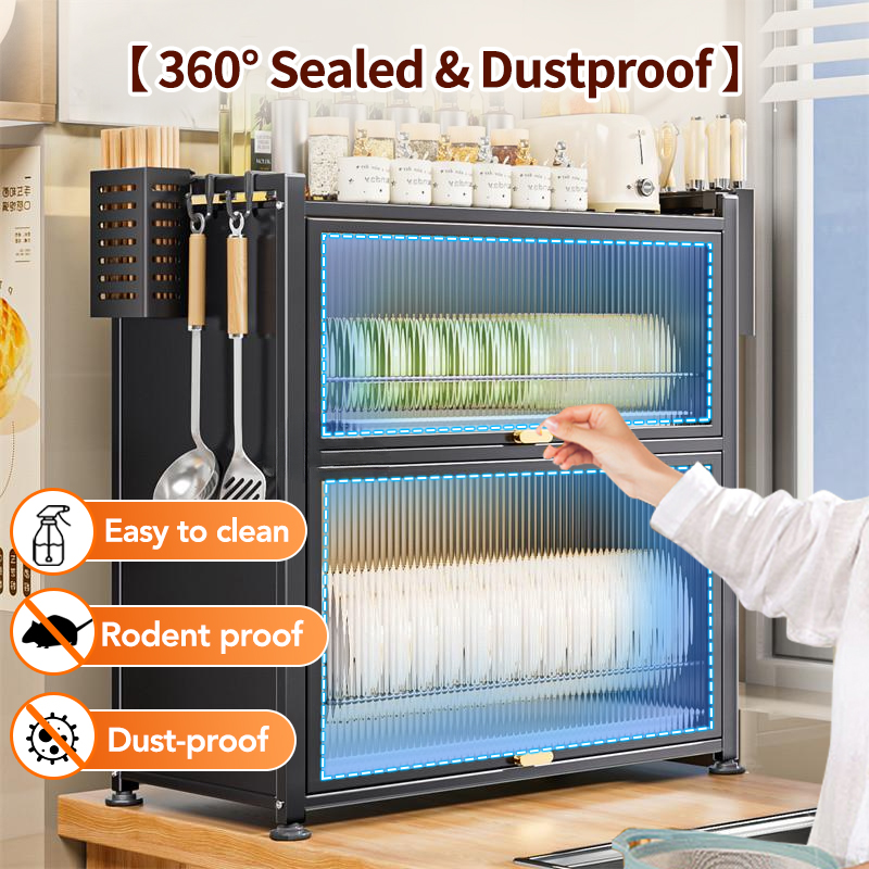 Cambond Dust-proof Dish Drainer Rack 2 Tiers Kitchen Dish Rack with ...