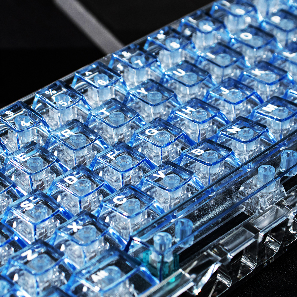 Blue Crystal Transparent Keycaps 128Keys/Set PC Material Cherry Profile ...