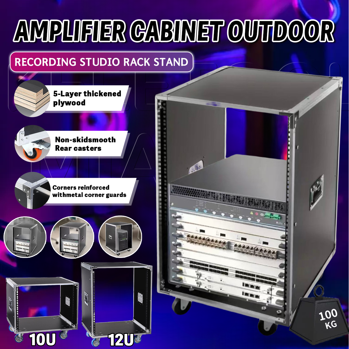 16U Amplifier Case Cabinet Shelf KTV Karaoke Home Audio Flight Mixer ...