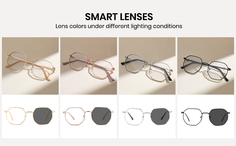 Cyxus Blue Light Photochromic Glasses for Women Anti-Rad Adaptive ...