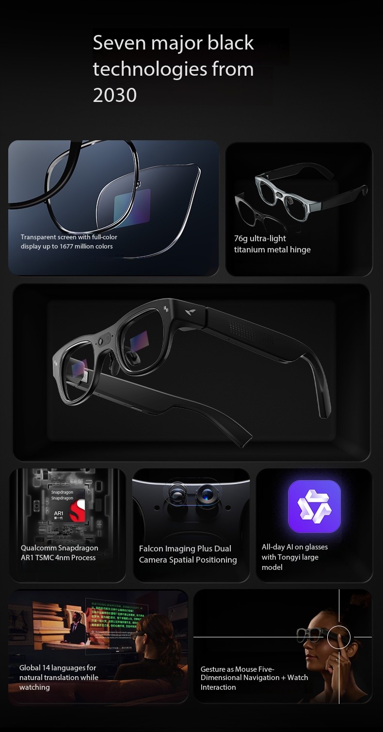 RayNeo X3 Pro AI glasses, true wireless binocular full-color display optical waveguide AR ...