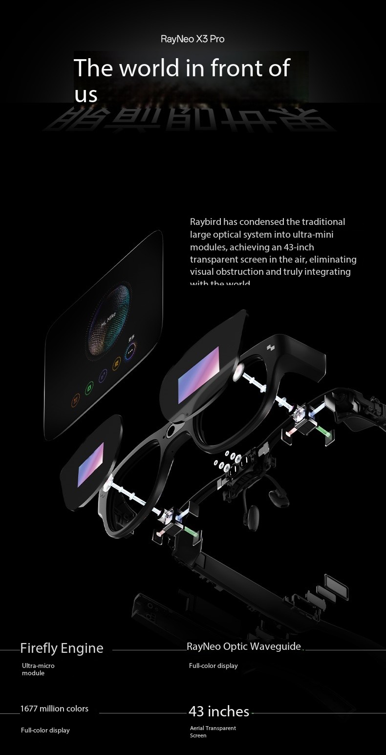 RayNeo X3 Pro AI glasses, true wireless binocular full-color display optical waveguide AR ...