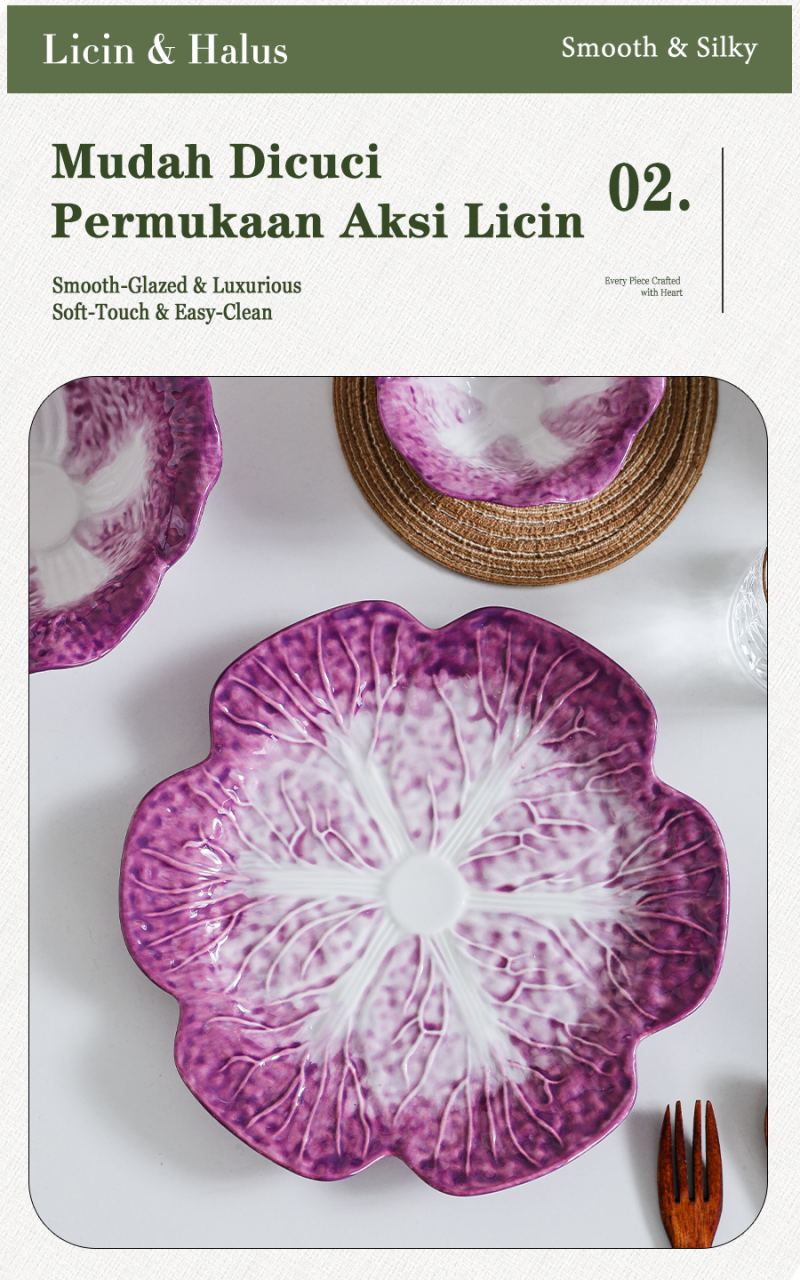 HongDian simulation purple cabbage ceramic tableware dinner plate ...