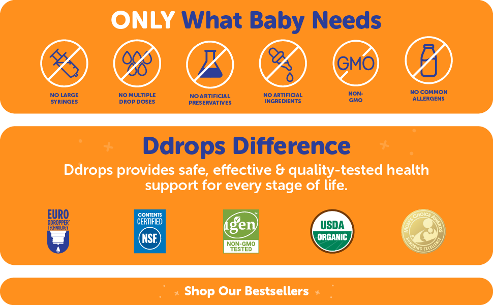 Ddrops Baby Liquid Vitamin AD Supplement – 400 IU Vitamin D3 + 1200 IU ...