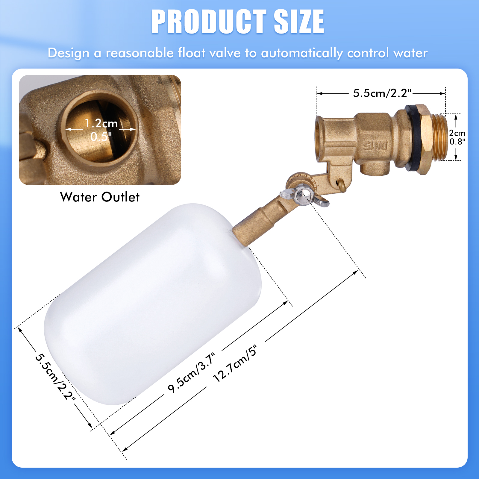 Water Float Valve 1/2 Inch Float Valve Water Float Valve for Pond Float ...