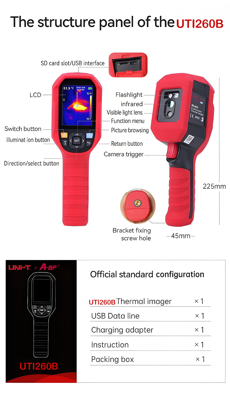UNI-T UTi260B Infrared Thermal Imager -15~550°C Industrial Thermal ...