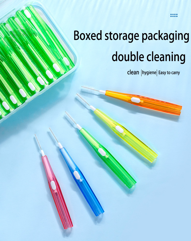 Interdental Brushes 60 Pcs Push-pull Interdental Brushes, Orthodontic ...