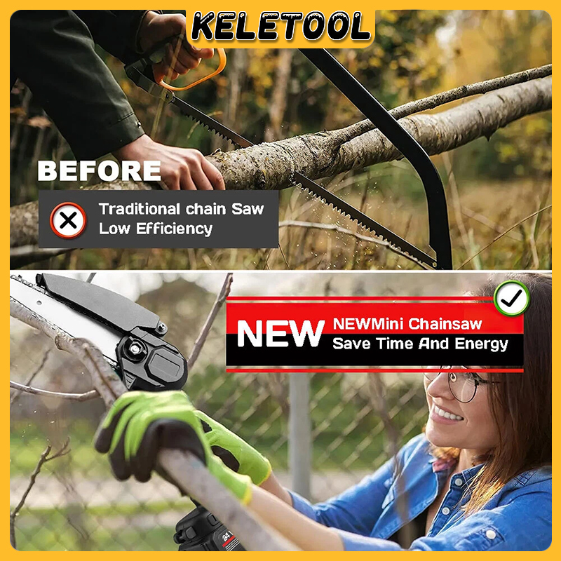 8 inch Chainsaw Telescoping pole Cordless 2 batteries Fast Powerful ...