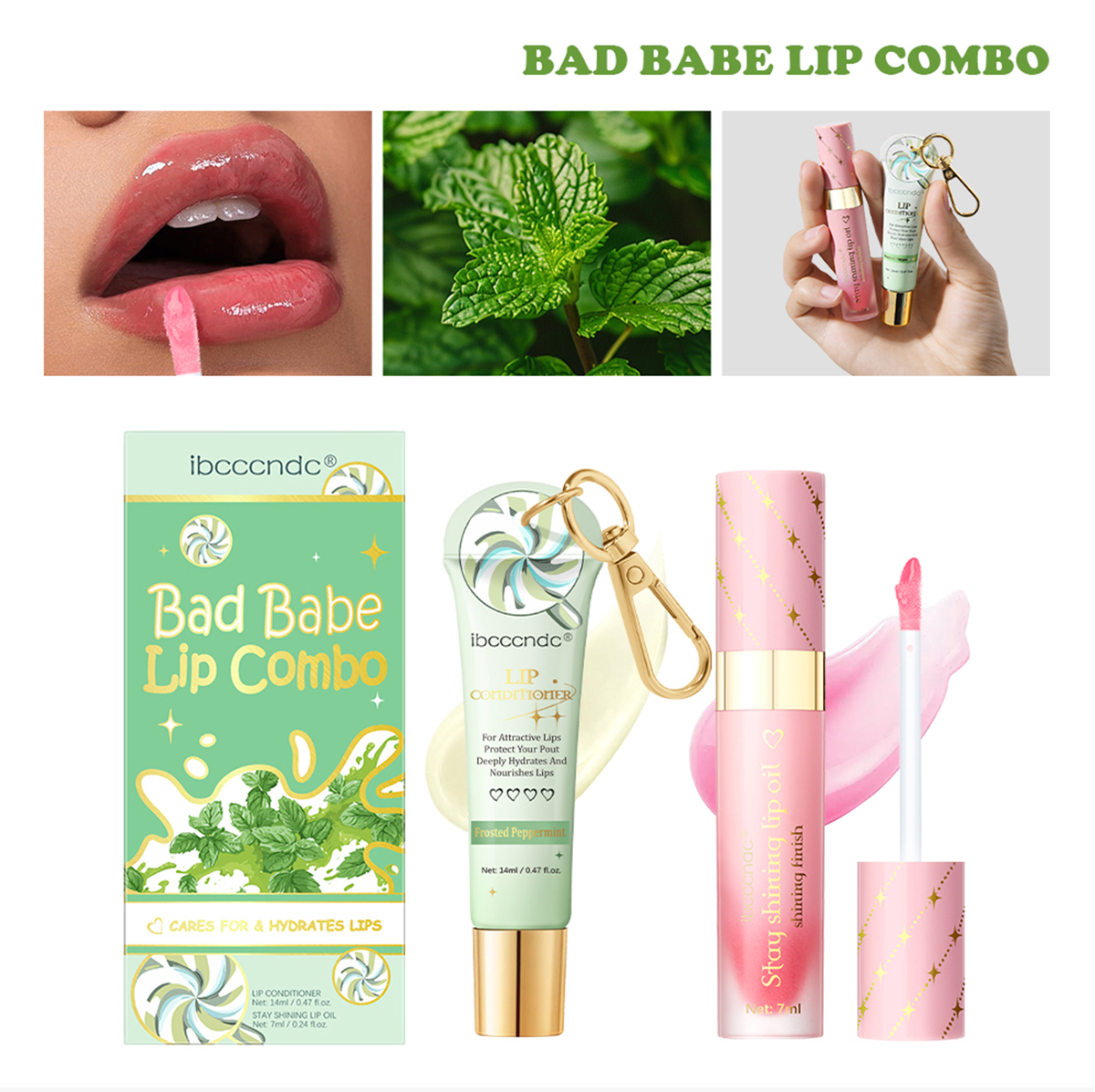 Lakerain Bad Babe Lip Combo Moisturizing Lip Oil Set Long Lasting Gloss ...