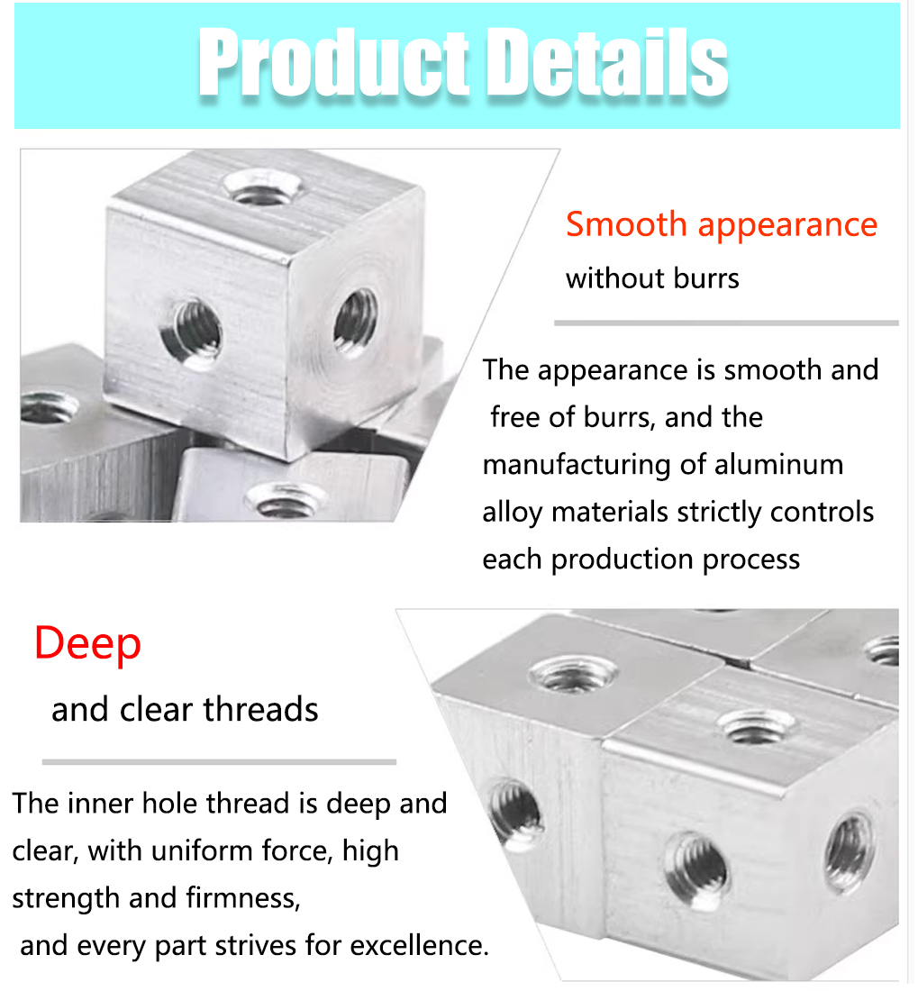 M3 M4 M5 M6 M8 M10 Cube Connector Aluminium Fixing Bracket Square ...