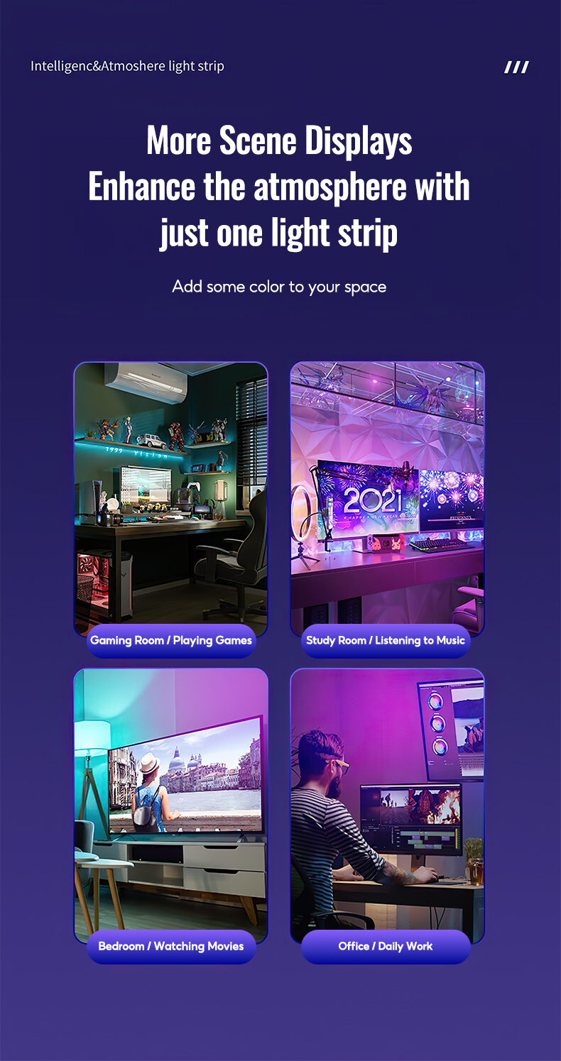 Smart LED Light Strip RGB USB APP Control Color Changing for Room Decoration TV Backlight,灯带 ...