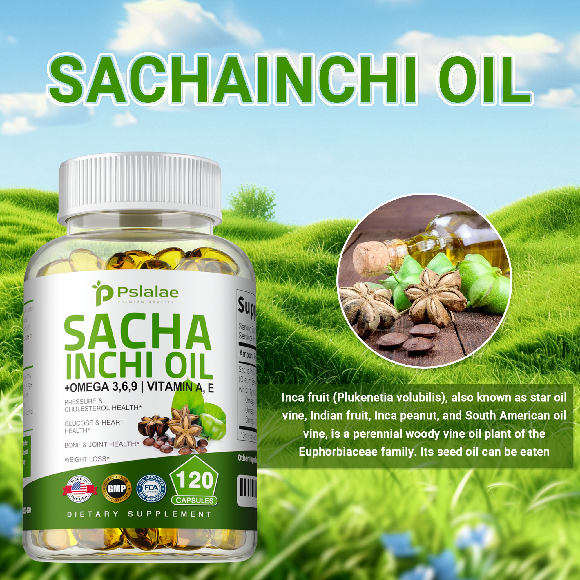Inca Inchi Oil 550 mg Supplement - Source of Essential Fatty Acids ...