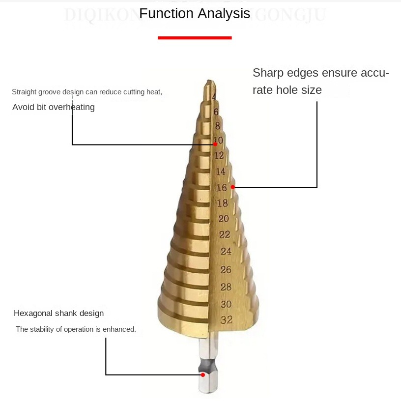 Baota Titanium Plated Drill Bit Hex Shank Bearing Steel Hole Expanding ...