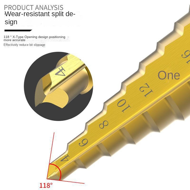 Baota Titanium Plated Drill Bit Hex Shank Bearing Steel Hole Expanding ...