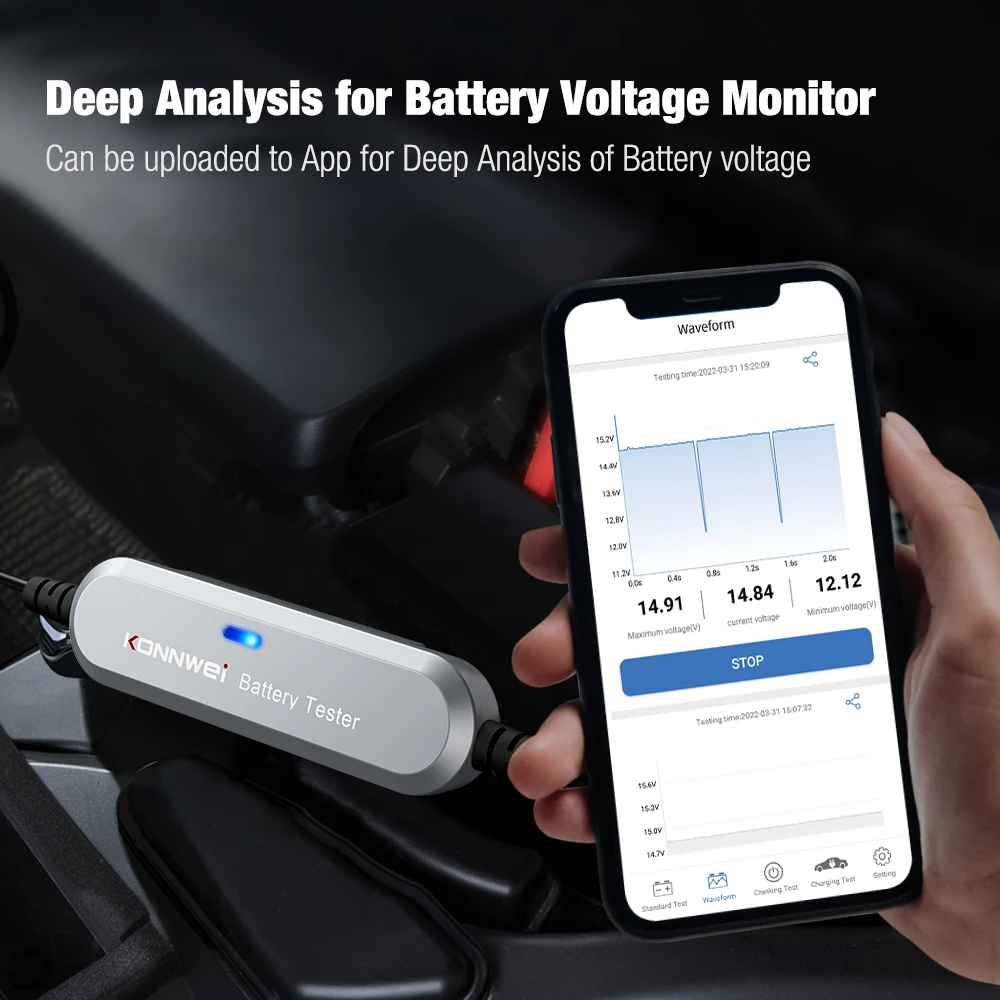 KONNWEI BK100 6V 12V 24V Bluetooth 5.0 Car Truck Battery Tester ...