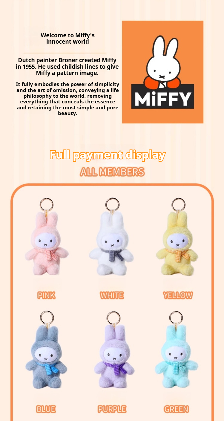 TOPTOY MINISO Miffy Macaron sitting postureSeries Miffy Rabbit Plush ...