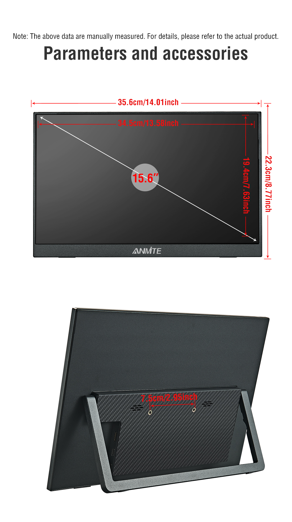 Local delivery Anmite 15.6 Inch Touch Screen Portable Monitor 16:9 ...