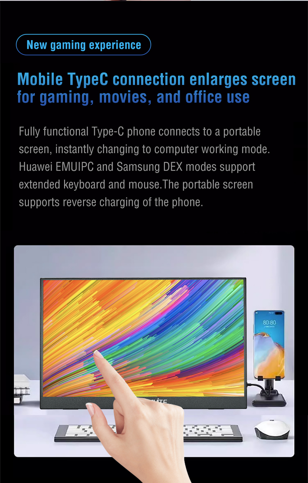 Local delivery Anmite 16 Inch Touch Screen Portable Monitor 16:10 300cd ...