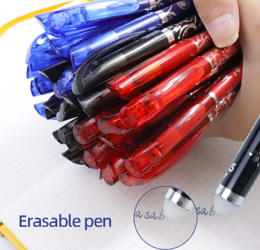 M&P 25pcs Erasable Gel Pen Set – Black/Blue Ink Ballpoint Pens for ...